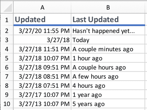 How long ago function | Spreadsheets Made Easy
